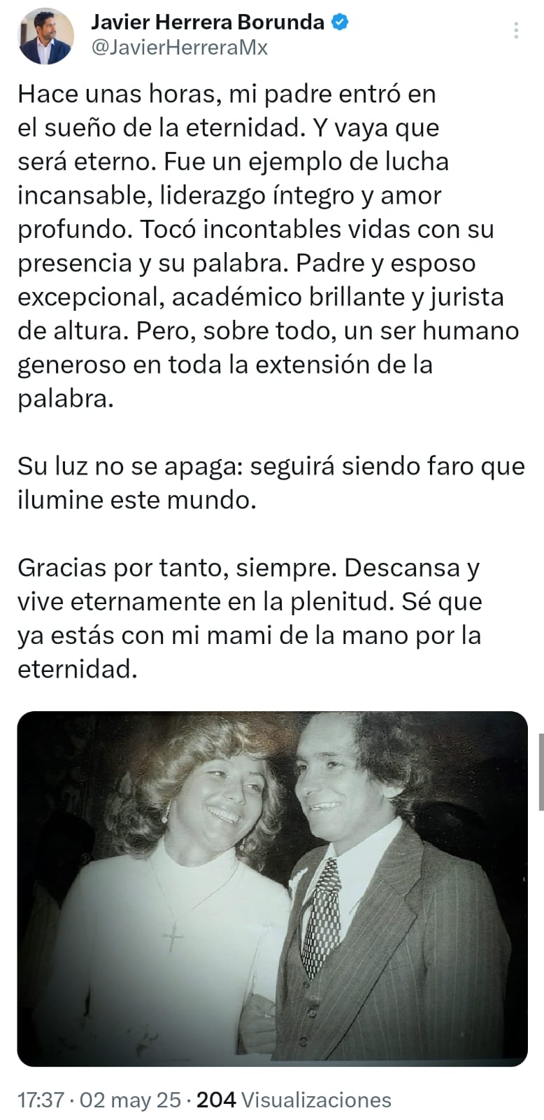 Así se despidió Javier Herrera Borunda a su padre - En Conexión